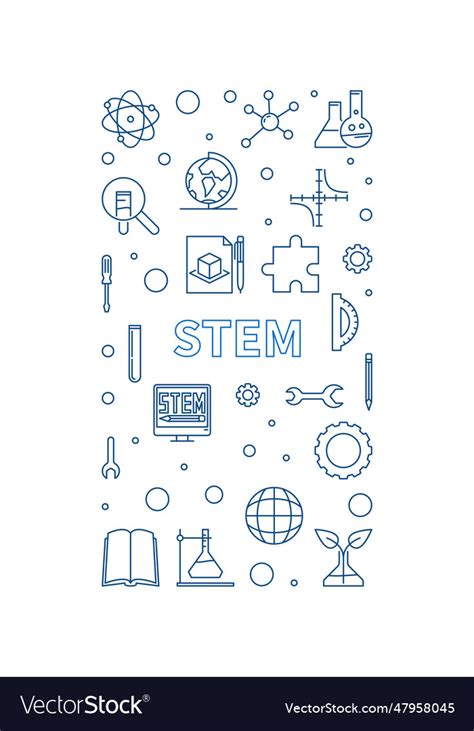 Stem Minimal Thin Line Vertical Banner Science Vector Image