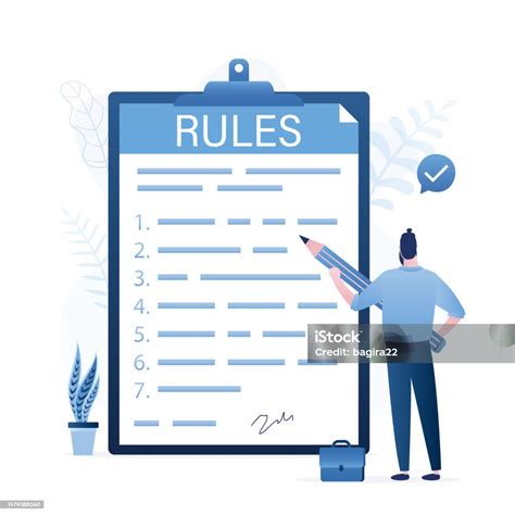 남성 관리자는 규칙 및 규정 문서에 서명했습니다 직원이 따라야 할 정책 및 지침 법적 용어 기업 규정 준수 또는 법률 표준 절차