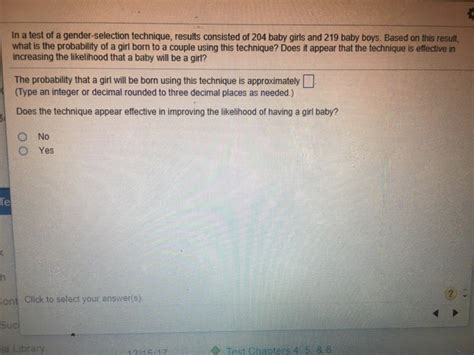 Solved In A Test Of A Gender Selection Technique Results