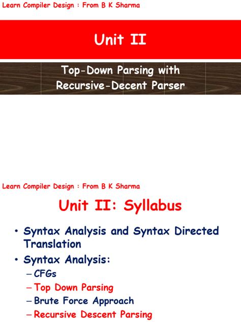 Bks Unit Ii V Recursive Decent Parser Pdf Parsing Syntax