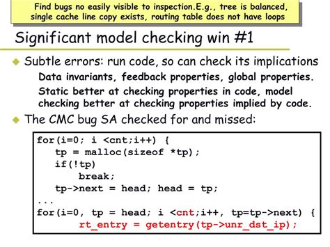 Ppt Experiences Using Static Analysis And Model Checking For Bug