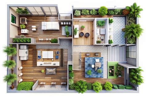 Computer Generated 3d Floor Plan Of Apartment Premium Ai Generated Image