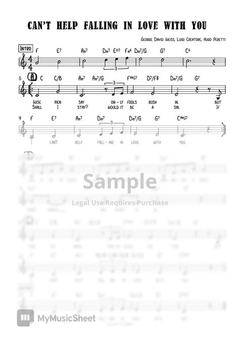 Elvis Presley Cant Help Falling In Love With You Sheets By