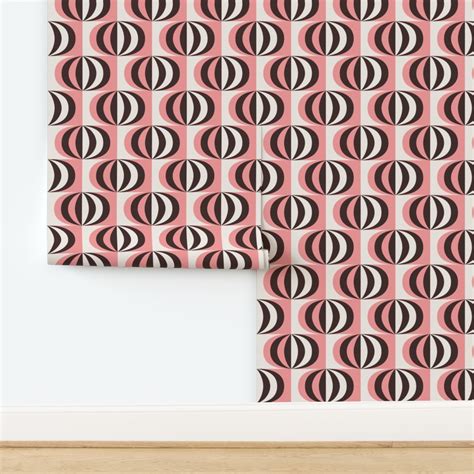 Mid Century Modern Striped Ovals Wallpaper Spoonflower