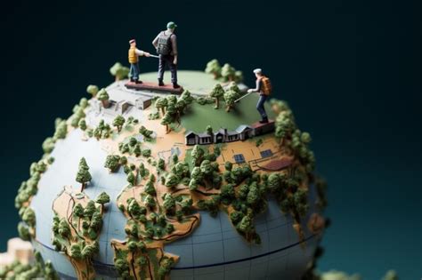 Premium Photo Tiny Adventurers Miniature Figures On A Globe Making Their Way