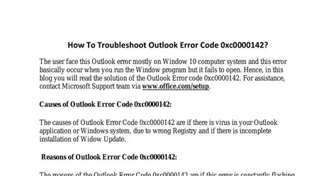 How To Troubleshoot Outlook Error Code 0xc0000142pdf Docdroid