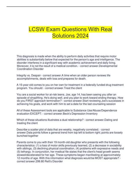 Lcsw Exam Questions With Real Solutions 2024 Lcsw Stuvia Us
