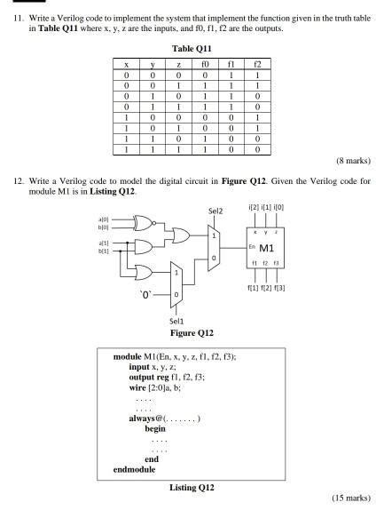 Solved 11 Write A Verilog Code To Implement The System That