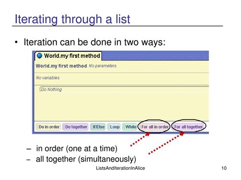 lists and iteration in alice ppt download
