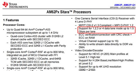 Am62p What Is The Max Data Lane Rate Of Csi Rx Processors Forum