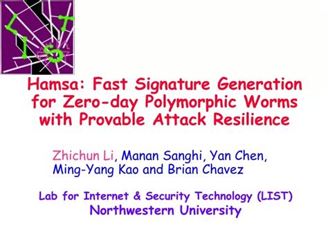 Ppt Hamsa Fast Signature Generation For Zero Day Polymorphic Worms With Provable Attack