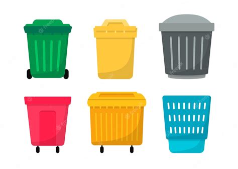 premium vector trash bin collection in a flat design set of different garbage bin vector
