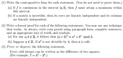 Solved Write The Contrapositive Form For Each Statement Chegg Com
