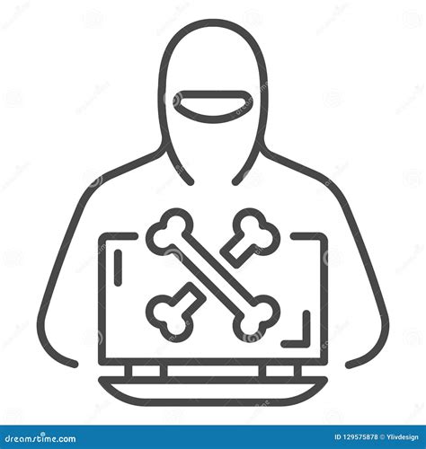Hacker Laptop Icon Outline Style Stock Vector Illustration Of Logo Isolated 129575878