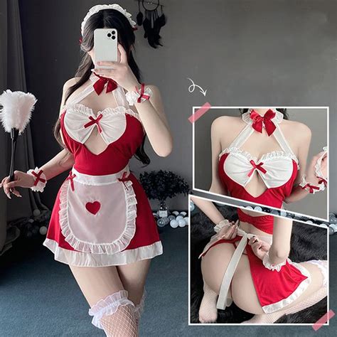 Yomorio Sexy Maid Costume Anime Maid Cosplay Outfit Cut Out Lingerie D