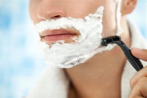 Close Up Of Shaving Stock Image Image Of Lips Morning 34674525