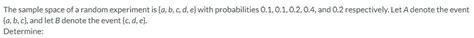 solved the sample space of a random experiment is a b c