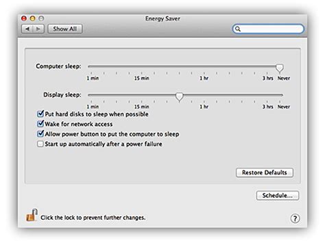 different energy saver settings macrumors forums