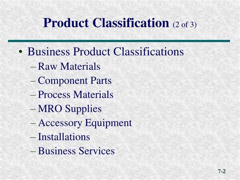 Ppt Ch 7 Product Strategy Product Classification 1 Of 3 Powerpoint Presentation Id 262909