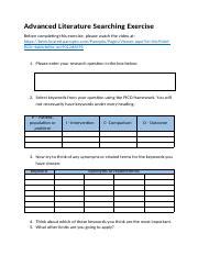 Advanced Literature Searching PICO Framework Keyword Selection Course Hero