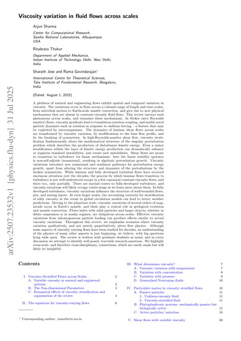 Pdf Viscosity Variation In Fluid Flows Across Scale