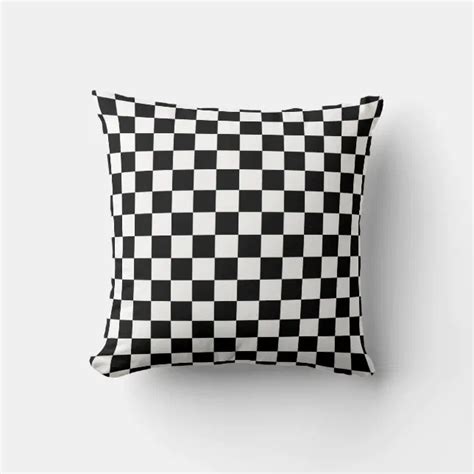 Check Black White Checkered Pattern Checkerboard Throw Pillow Zazzle