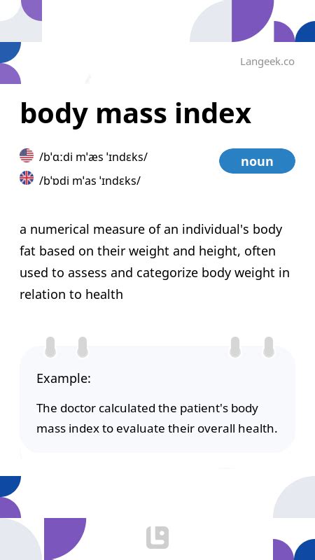 Definition And Meaning Of Body Mass Index Picture Dictionary