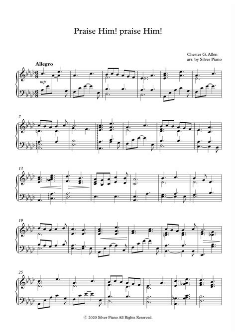 Chester G Allen 찬양하라 복되신 구세주 예수 Praise Him Praise Him 피아노 찬송가 Sheet By 은의 피아노 Silver