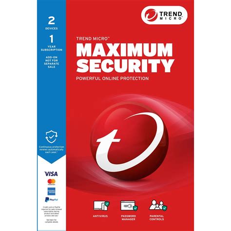 Trend Micro Maximum Security Add On Subscription 2 Device 1 Year Licence Card Mac Handhel