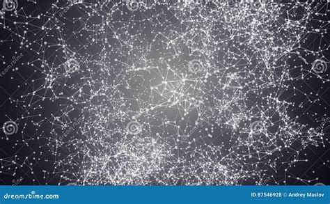 Abstract Black And White Lines And Dots Are Connected To Each Other In The Background Stock