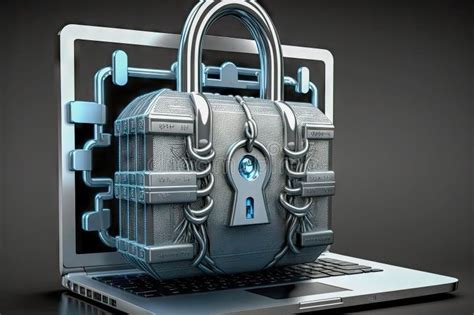 Concept Of Cyber Security Locked Padlock On The Laptop Stock Illustration Illustration Of