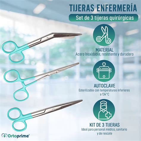 Tijeras Enfermería Pack 3 Tijeras De Acero Varios Colores — Ortoprime
