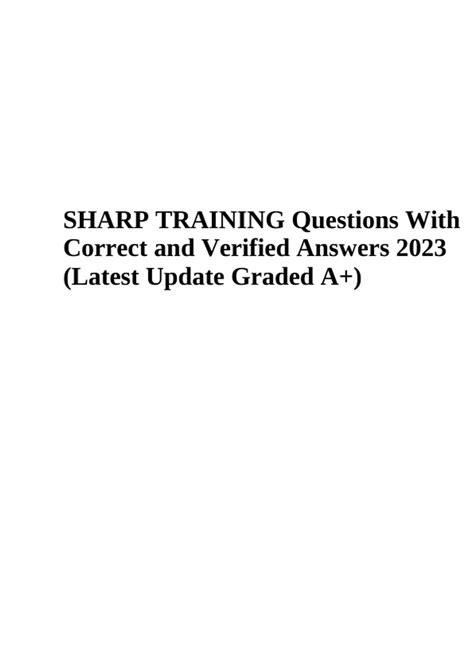 sharp training final exam prep questions with correct and verified