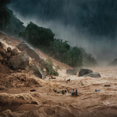 Flood And Landslide Premium Ai Generated Image
