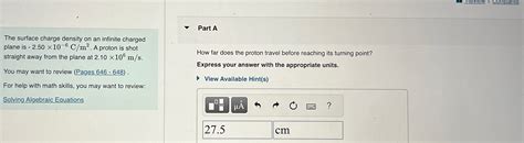 Solved Part Athe Surface Charge Density On An Infinite