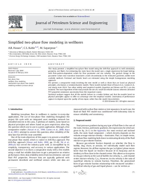 Pdf Simplified Two Phase Flow Modeling In Wellbores