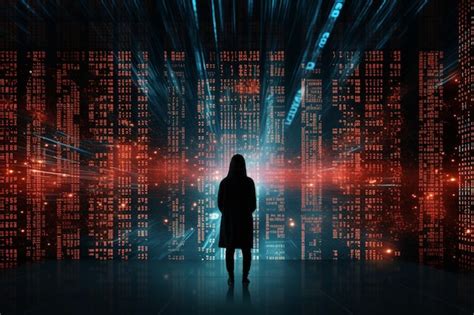 Big Data With Binary Computer Code Grascale Image Aesthetic Look Premium AI Generated Image