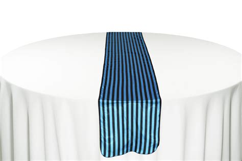 Table Runner Blue And Black Stripe Satin Chaircovers Over All