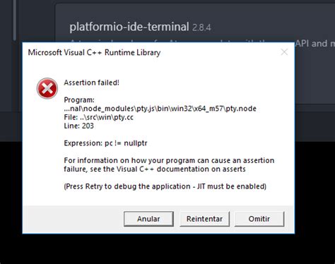 Assertion Failed Atom X Issue Platformio Platformio Atom Ide Terminal Github