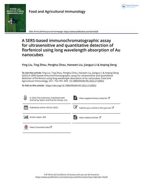 Pdf A Sers Based Immunochromatographic Assay For Ultrasensitive And Quantitative Detection Of