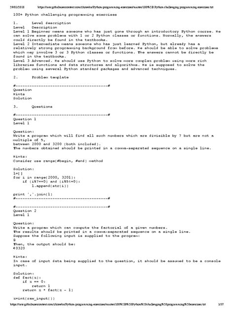 Python Excercises With Solutions Pdf Anonymous Function Parameter Computer Programming