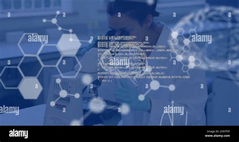 Image Of Human Brains And Scientific Data Processing Over Asian Female Scientist In Laboratory