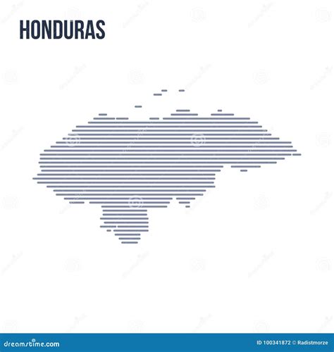 Vector Abstract Hatched Map Of Honduras With Horizontal Lines Isolated On A White Background