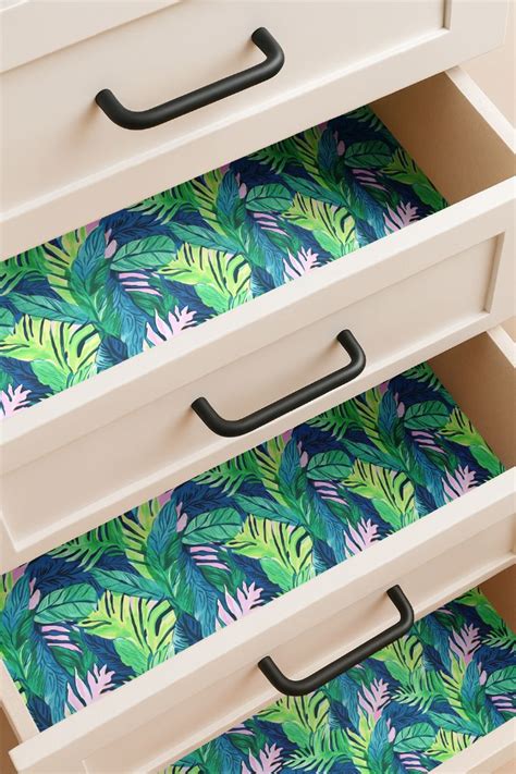 Tropical Midnight Jungle Contact Paper Bold Leaf Drawer Liner James