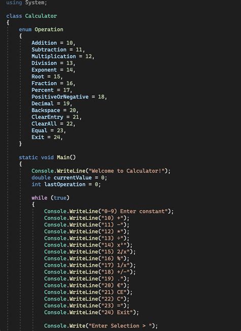 Solved Using Systemclass Calculatorenum Operation Addition