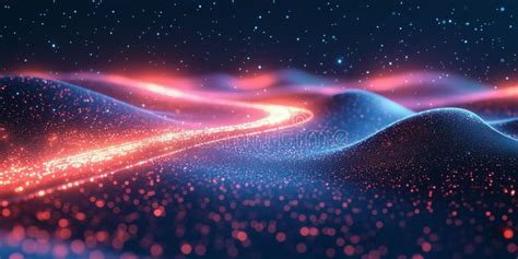 Vibrant Glowing Landscape With Cosmic Elements At Night Stock Image