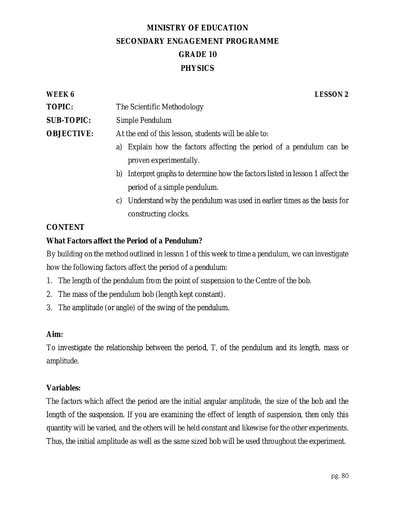 Grade 10 Physics Week 6 Lesson 2