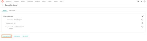 reset a user password sitecore documentation