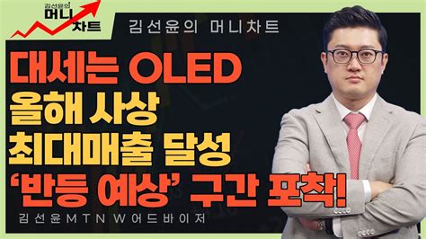 김선윤의 머니차트 대세는 Oled 올해 사상 최대 매출 달성 반등 예상 구간 포착 머니투데이방송 증시 증권