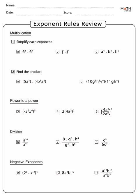 Exponents Worksheets With Answer Key